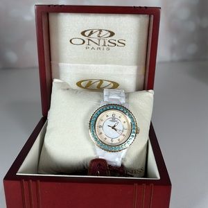 Oniss | Jewelry | Oniss Paris White Ceramic Turquoise And Diamond ...